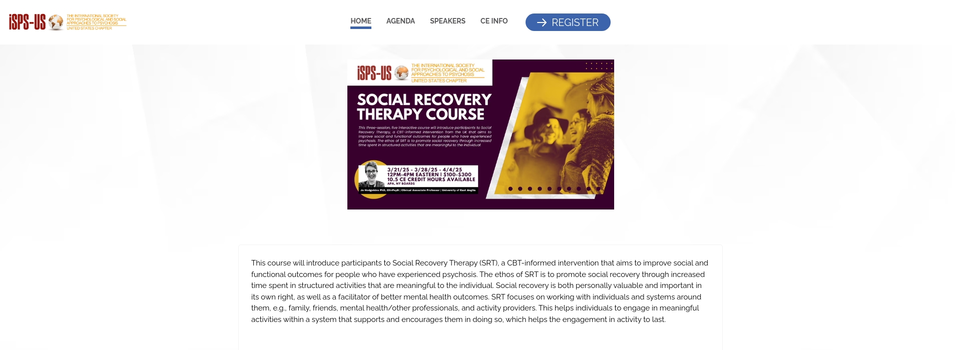 Social Recovery Therapy Course - Dr Joanne Hodgekins